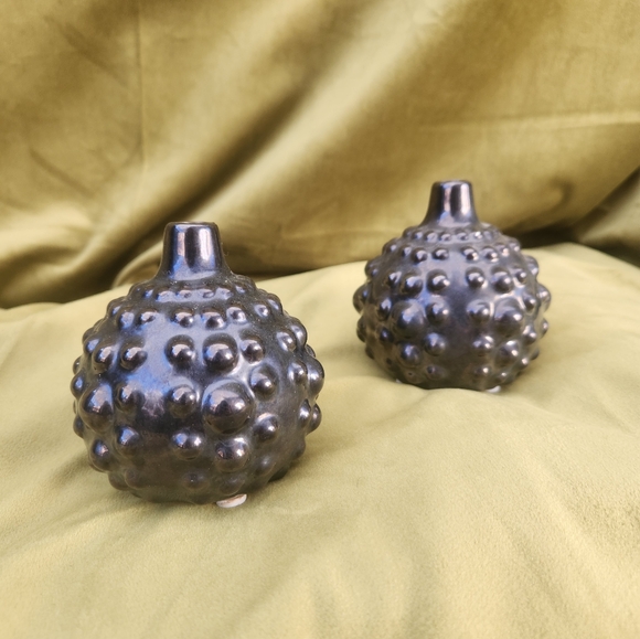 Accents | Chive Black Ceramic Ninona Bud Vases Spiky Textured Pair ...